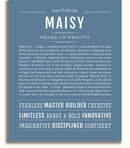 Maisy Personalized Name Meaning Art Prints – Name Stories