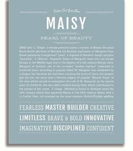Maisy Personalized Name Meaning Art Prints – Name Stories