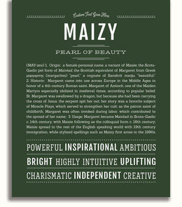 Maizy Personalized Name Meaning Art Prints – Name Stories