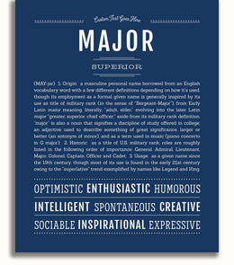 Major Personalized Name Meaning Art Prints – Name Stories