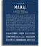 Makai Personalized Name Meaning Art Prints – Name Stories