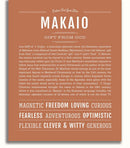 Makaio Personalized Name Meaning Art Prints – Name Stories