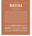 Makena Personalized Name Meaning Art Prints – Name Stories