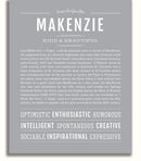 Makenzie Personalized Name Meaning Art Prints – Name Stories