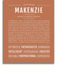 Makenzie Personalized Name Meaning Art Prints – Name Stories
