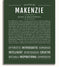 Makenzie Personalized Name Meaning Art Prints – Name Stories