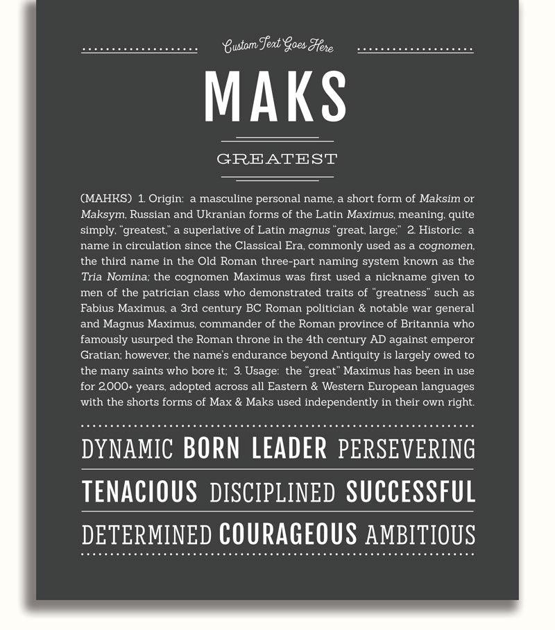 Maks Personalized Name Meaning Art Prints – Name Stories