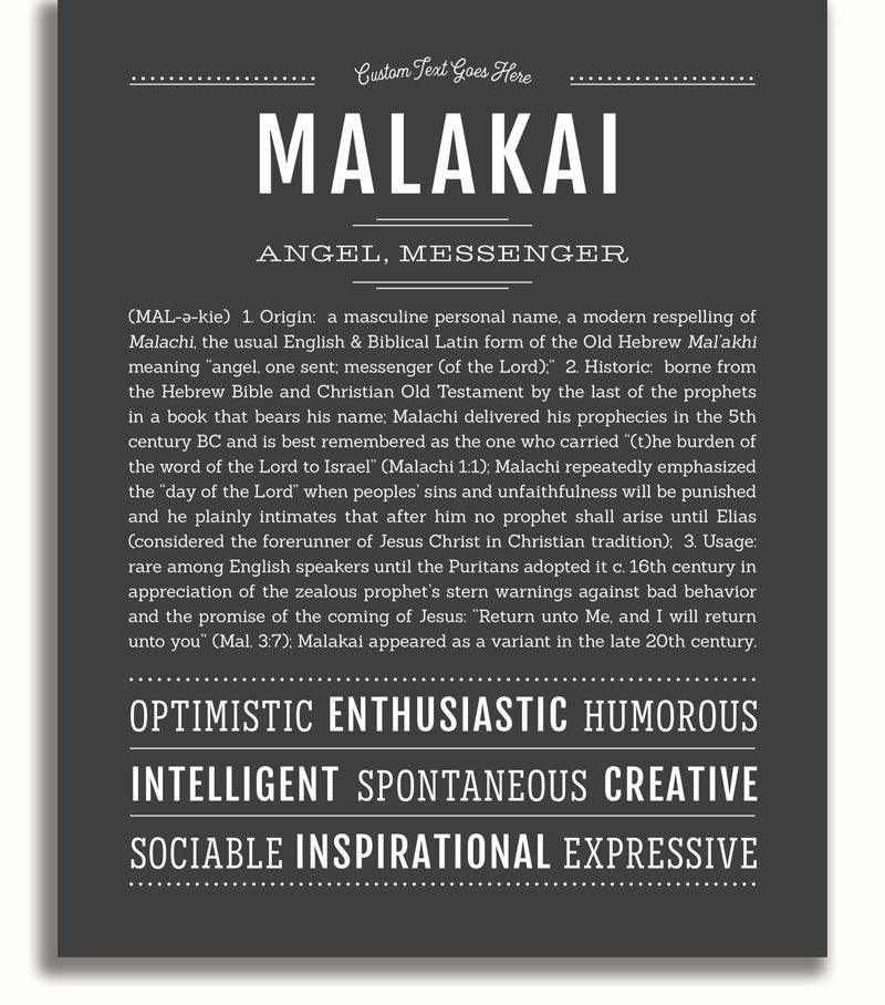 Malakai Personalized Name Meaning Art Prints – Name Stories