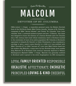 Malcolm Personalized Name Meaning Art Prints – Name Stories