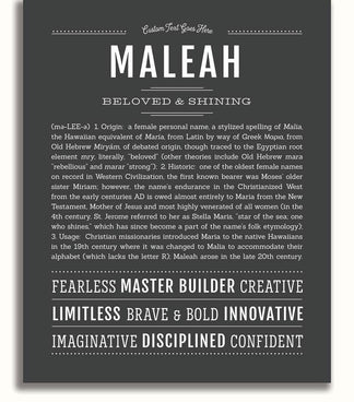 Maleah | Name Art Print – Name Stories