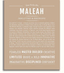 Maleah Personalized Name Meaning Art Prints – Name Stories