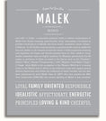 Malek Personalized Name Meaning Art Prints – Name Stories