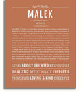 Malek Personalized Name Meaning Art Prints – Name Stories