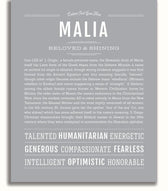 Malia Personalized Name Meaning Art Prints – Name Stories