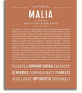 Malia Personalized Name Meaning Art Prints – Name Stories