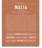 Malia Personalized Name Meaning Art Prints – Name Stories