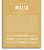 Malia Personalized Name Meaning Art Prints – Name Stories