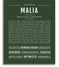 Malia Personalized Name Meaning Art Prints – Name Stories