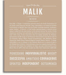 Malik Personalized Name Meaning Art Prints – Name Stories