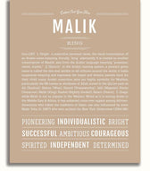 Malik Personalized Name Meaning Art Prints – Name Stories