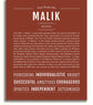 Malik Personalized Name Meaning Art Prints – Name Stories