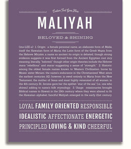 Maliyah | Name Art Print – Name Stories