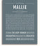 Mallie Personalized Name Meaning Art Prints – Name Stories