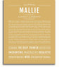 Mallie Personalized Name Meaning Art Prints – Name Stories