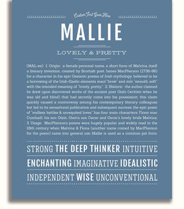 Mallie Personalized Name Meaning Art Prints – Name Stories