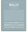 Mallie Personalized Name Meaning Art Prints – Name Stories