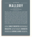 Mallory Personalized Name Meaning Art Prints – Name Stories