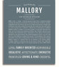 Mallory Personalized Name Meaning Art Prints – Name Stories