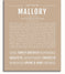 Mallory Personalized Name Meaning Art Prints – Name Stories
