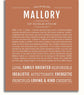 Mallory Personalized Name Meaning Art Prints – Name Stories