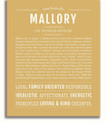 Mallory Personalized Name Meaning Art Prints – Name Stories