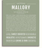 Mallory Personalized Name Meaning Art Prints – Name Stories