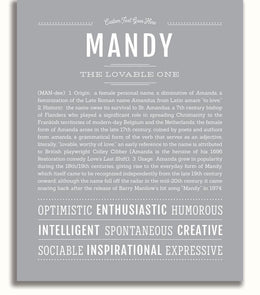 Mandy Personalized Name Meaning Art Prints – Name Stories