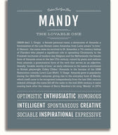 Mandy Personalized Name Meaning Art Prints – Name Stories