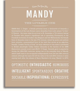 Mandy Personalized Name Meaning Art Prints – Name Stories