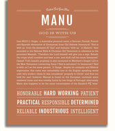 Manu Personalized Name Meaning Art Prints – Name Stories