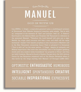 Manuel Personalized Name Meaning Art Prints – Name Stories