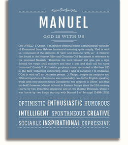 Manuel Personalized Name Meaning Art Prints – Name Stories