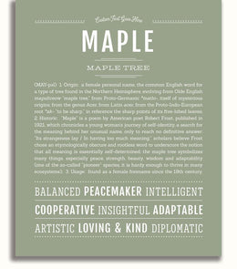 Maple Personalized Name Meaning Art Prints – Name Stories