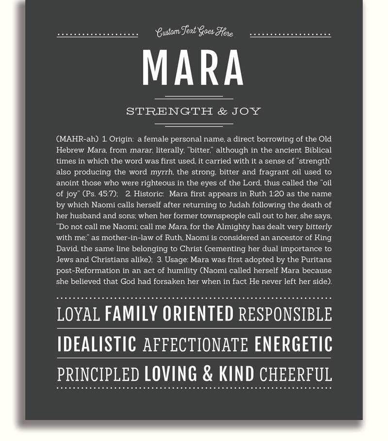 Mara Personalized Name Meaning Art Prints – Name Stories