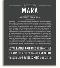 Mara Personalized Name Meaning Art Prints – Name Stories