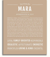 Mara Personalized Name Meaning Art Prints – Name Stories