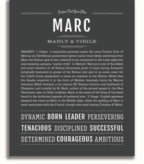 Marc Personalized Name Meaning Art Prints – Name Stories