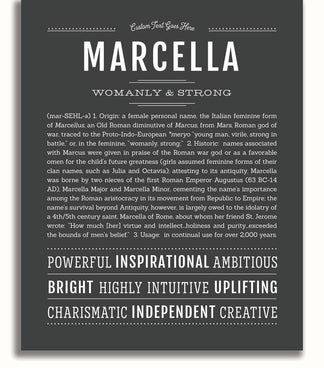 Marcella Personalized Name Meaning Art Prints – Name Stories