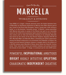 Marcella Personalized Name Meaning Art Prints – Name Stories