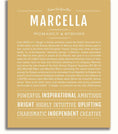 Marcella Personalized Name Meaning Art Prints – Name Stories
